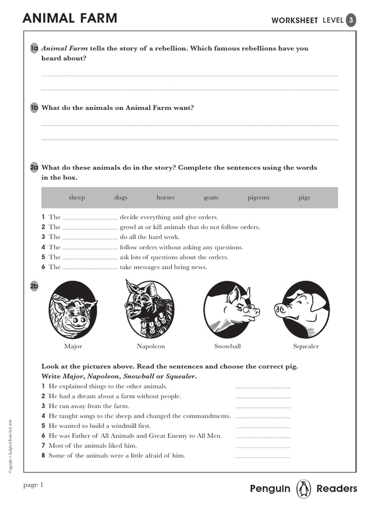 PR Animal Farm Worksheet LR2 | PDF