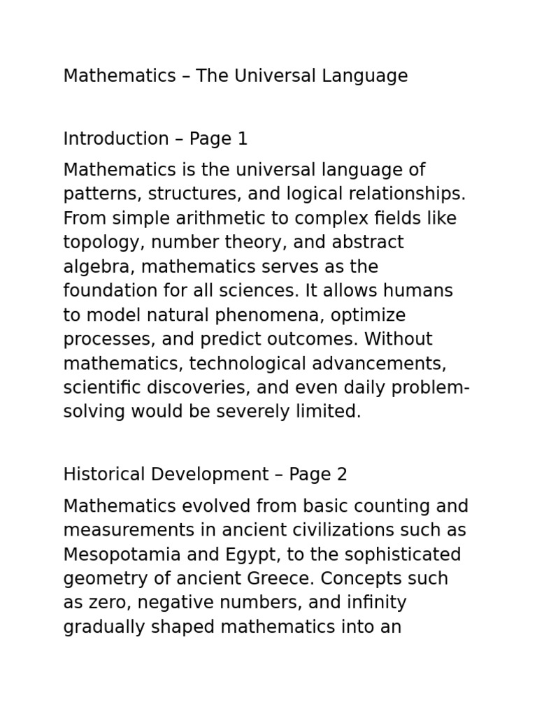 Mathematics: A Universal Language | PDF | Mathematics | Algebra