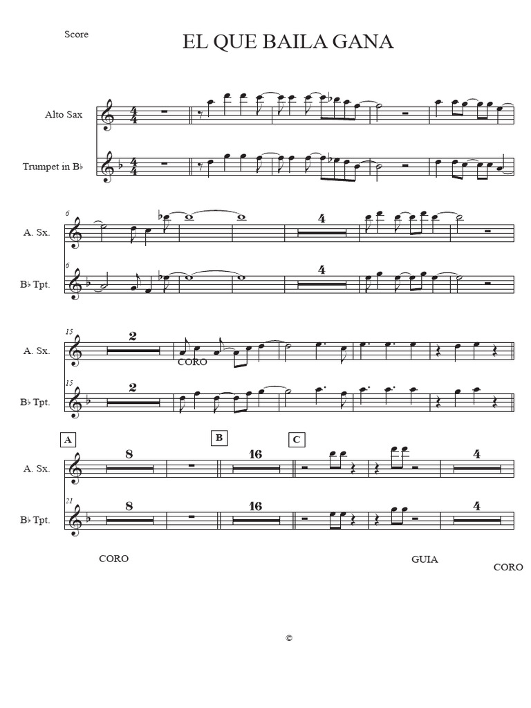 El Que Baila Gana Trumpet 2 - Score | PDF
