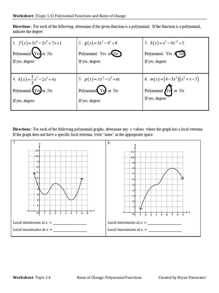 Polynomial Functions and Extrema Worksheet | PDF | Algorithms | Applied ...