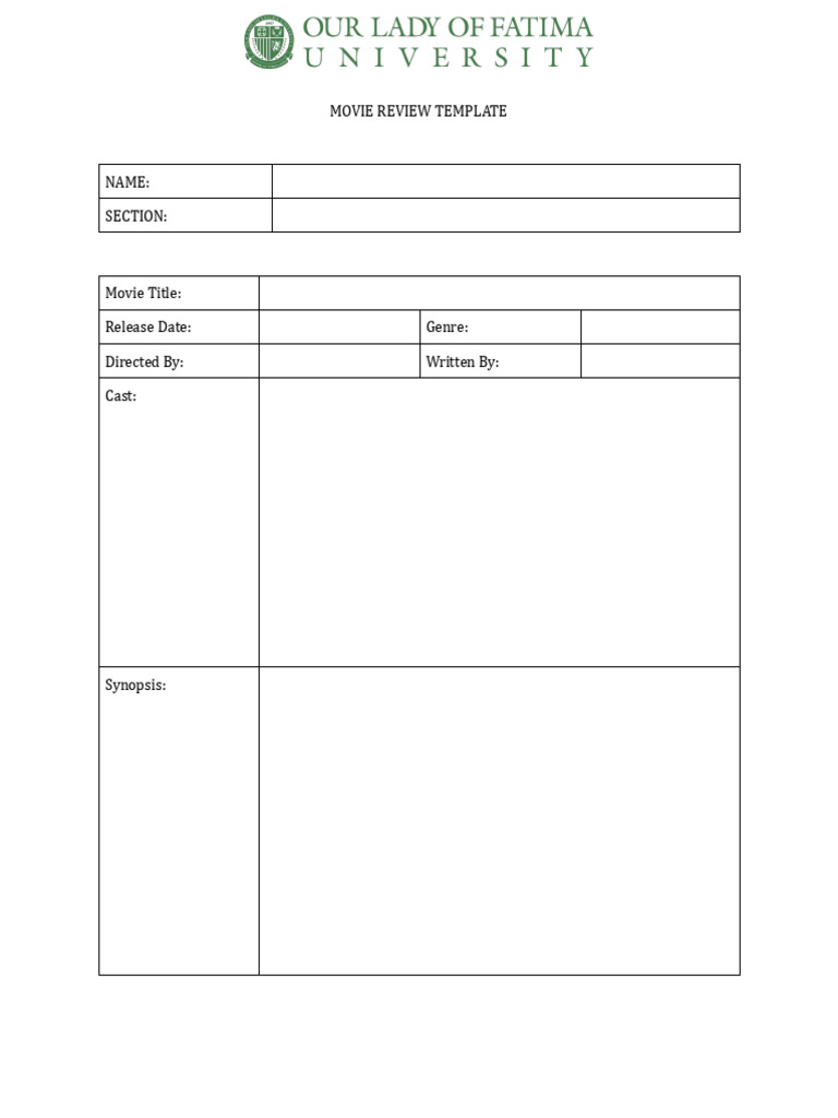 Movie Review Template Guide | PDF