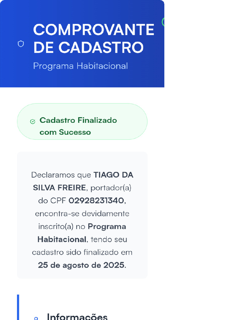 Comprovante Cadastro Tiago Da Silva Freire 20250825037984 | PDF