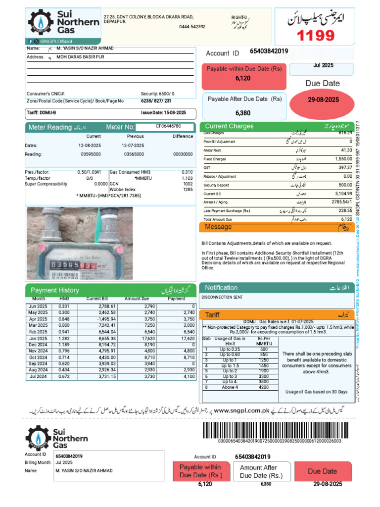 August 2025 Gas Bill Summary | PDF