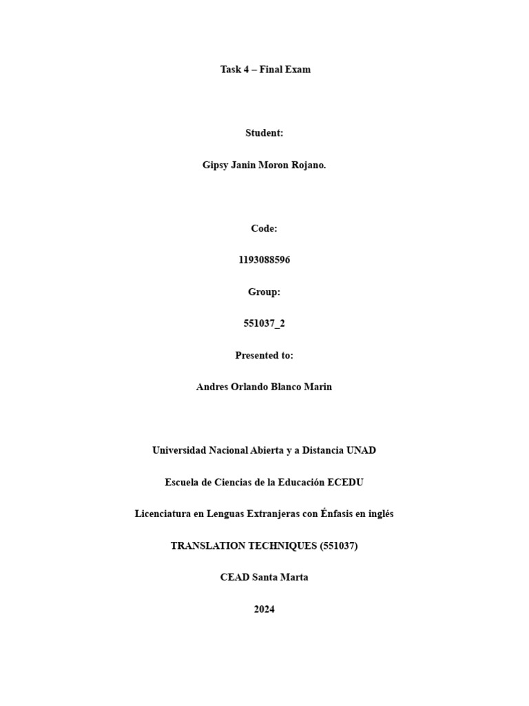 Task 4 - Gipsy Janin Moron Rojano - 2 | PDF | Translations | Language Mechanics