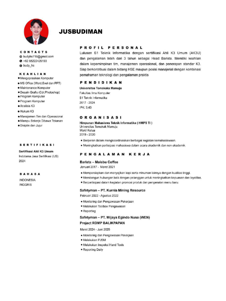 CV Jusbudiman Compressed | PDF