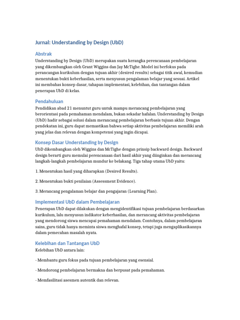 Implementasi Understanding by Design | PDF