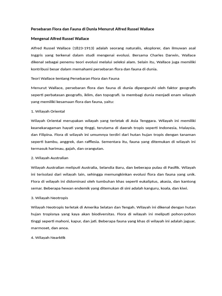 Persebaran Flora dan Fauna Wallace | PDF