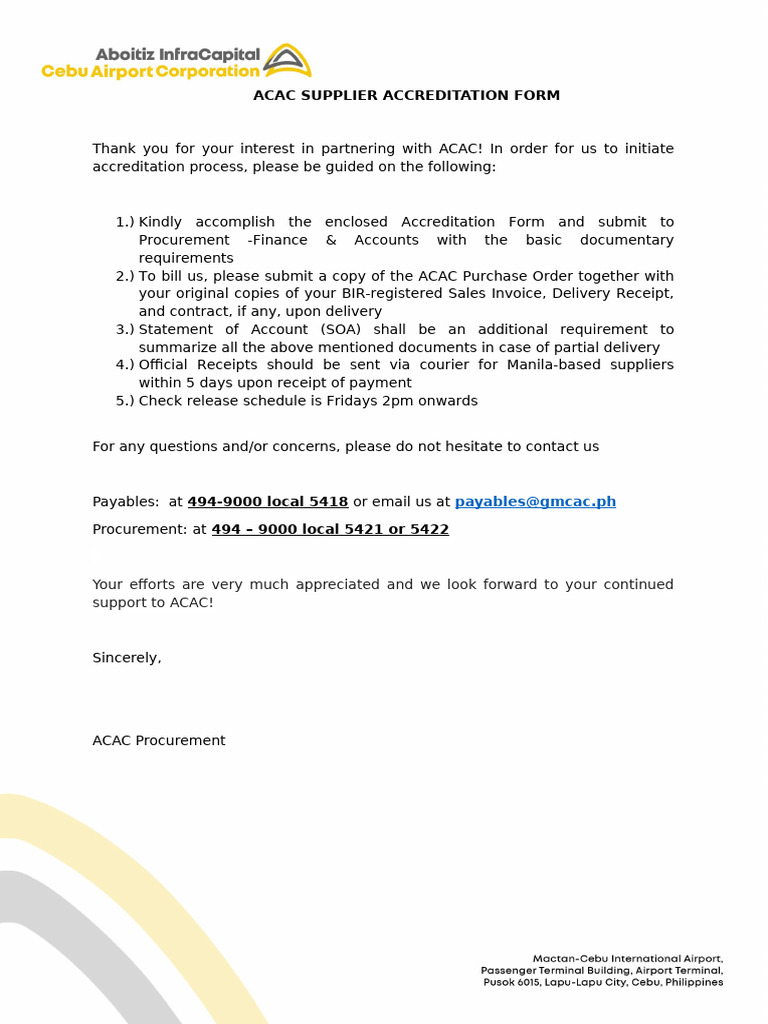 Supplier Accreditation - Domestic ACAC | PDF | Receipt | Accounts Payable