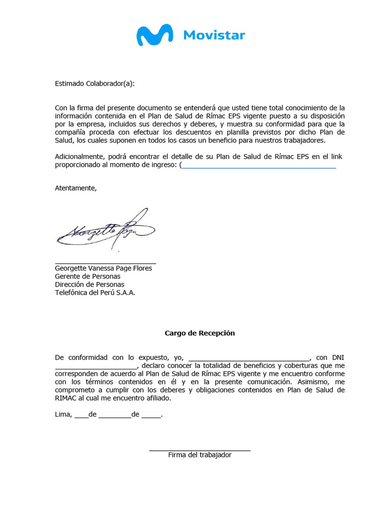 Carta Plan de Salud PAMF | PDF