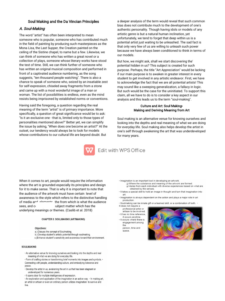 Soul Making and Da Vincian Art Principles | PDF | Mind | Soul