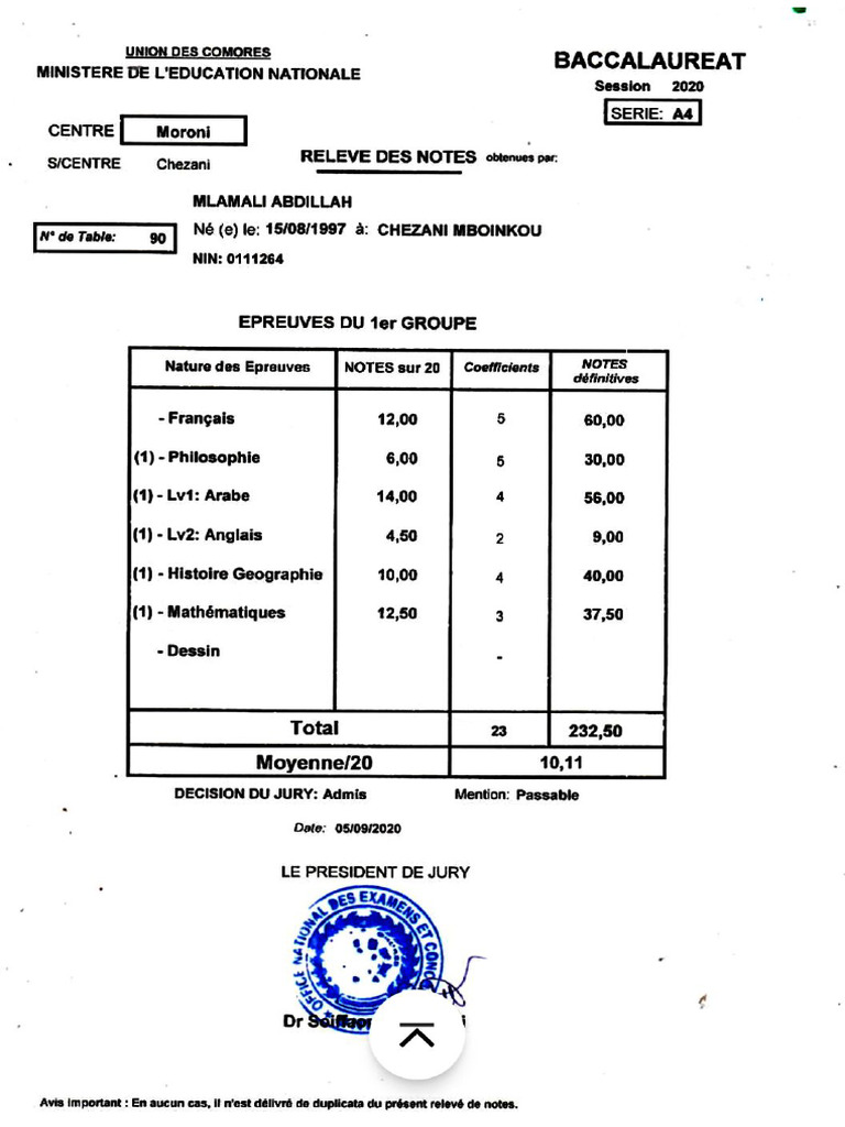 Relevé Bac | PDF