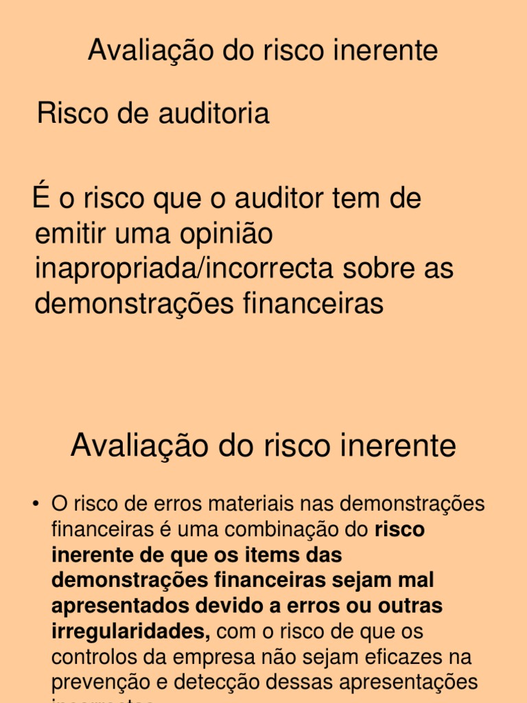 Avaliação do Risco Inerente em Auditoria | PDF | Risco | Investimentos