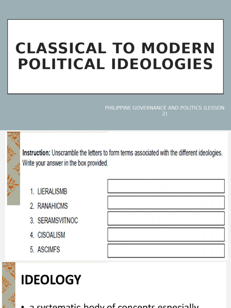 Classical To Modern Political Ideologies | PDF