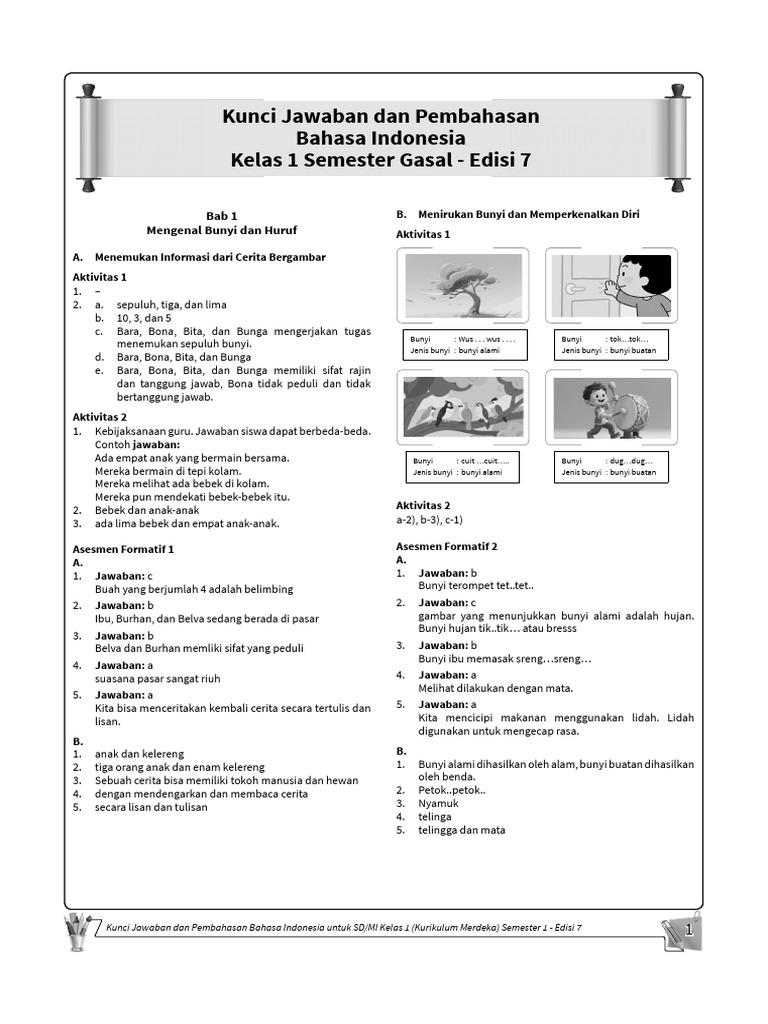 Bhs Ind 1 SD 2025 - Kunci Jawaban | PDF