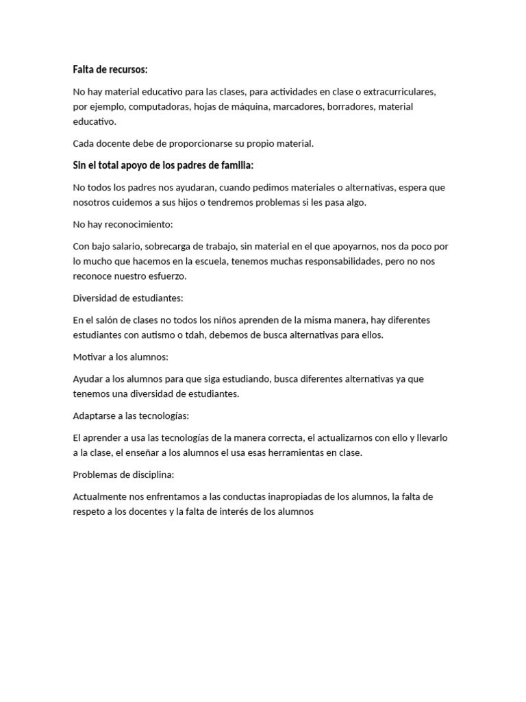 Falta de Recursos | PDF