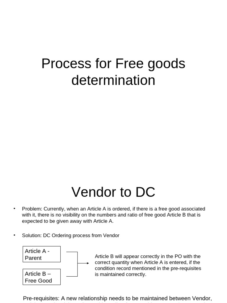 Free Goods Process Optimization Guide | PDF