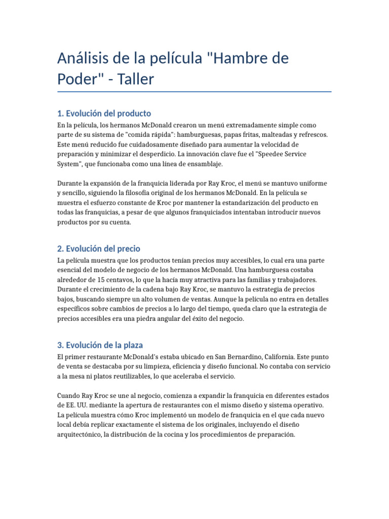 Análisis de "Hambre de Poder" y McDonald's | PDF | Mc Donald's | Economias