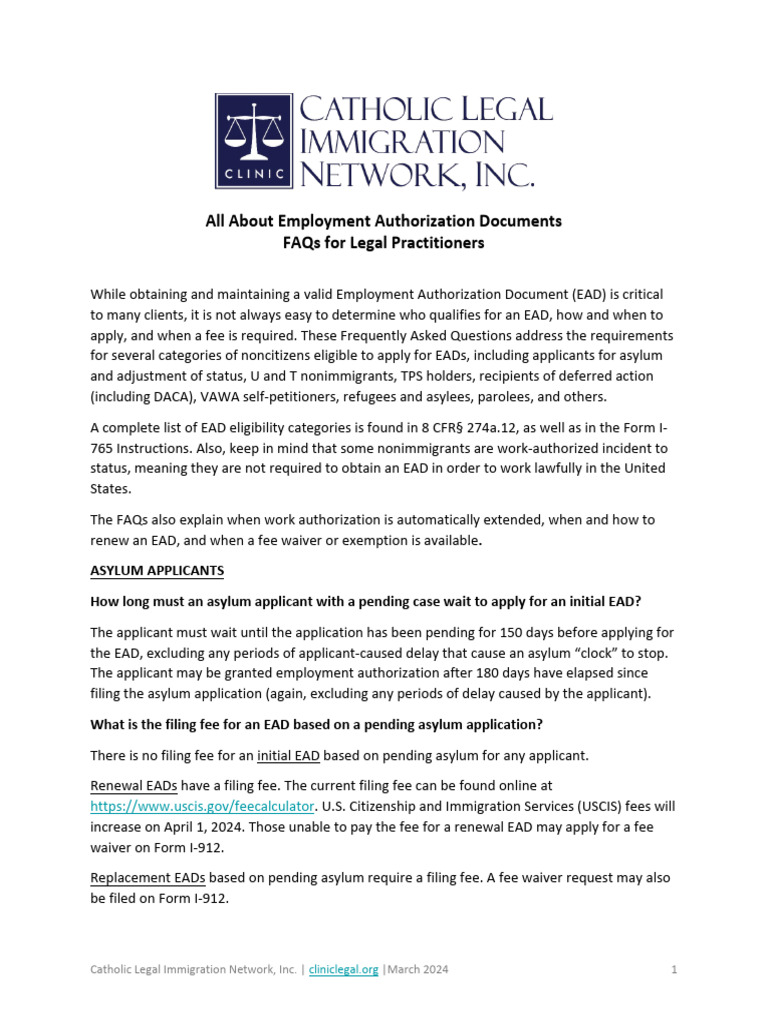 All About Employment Authorization Documents FAQs For Legal ...