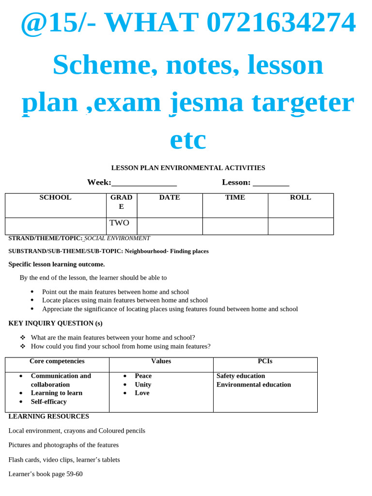 Social Environment Lesson Plans Grade 2 Environmental Activities | PDF | Learning | Lesson Plan