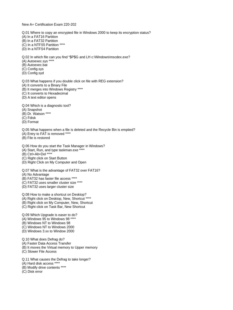 A+ Certification Exam 220-202 Guide | PDF | Windows 2000 | Microsoft ...