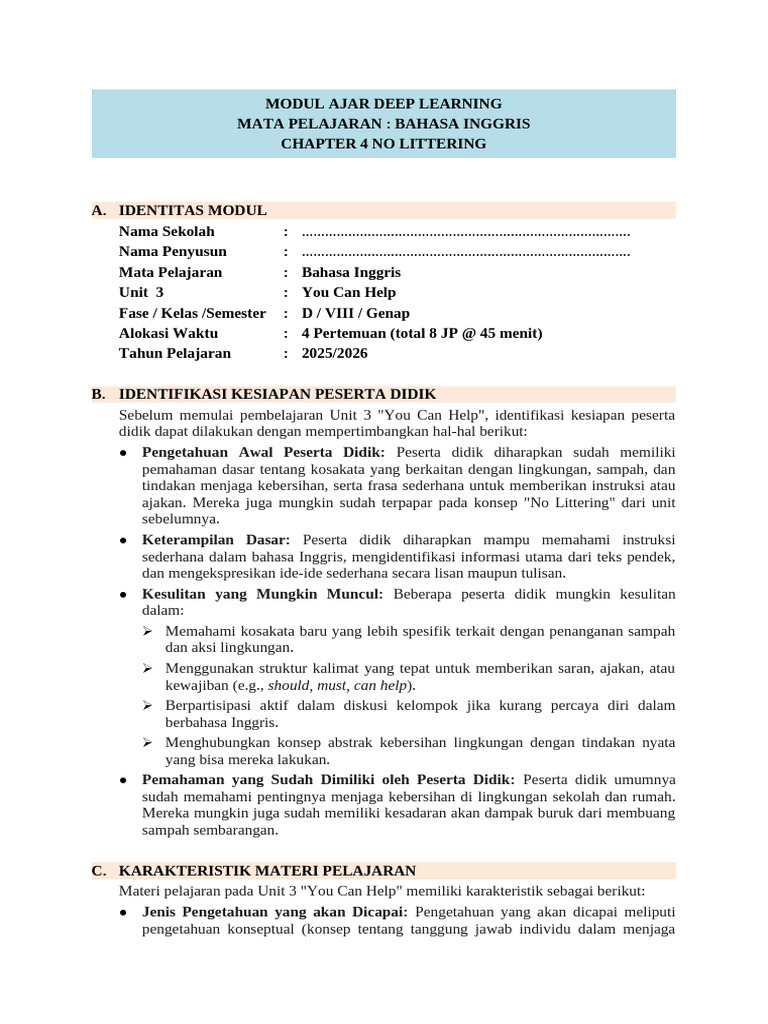 Modul Chapter 4 Unit 3 You Can Help | PDF