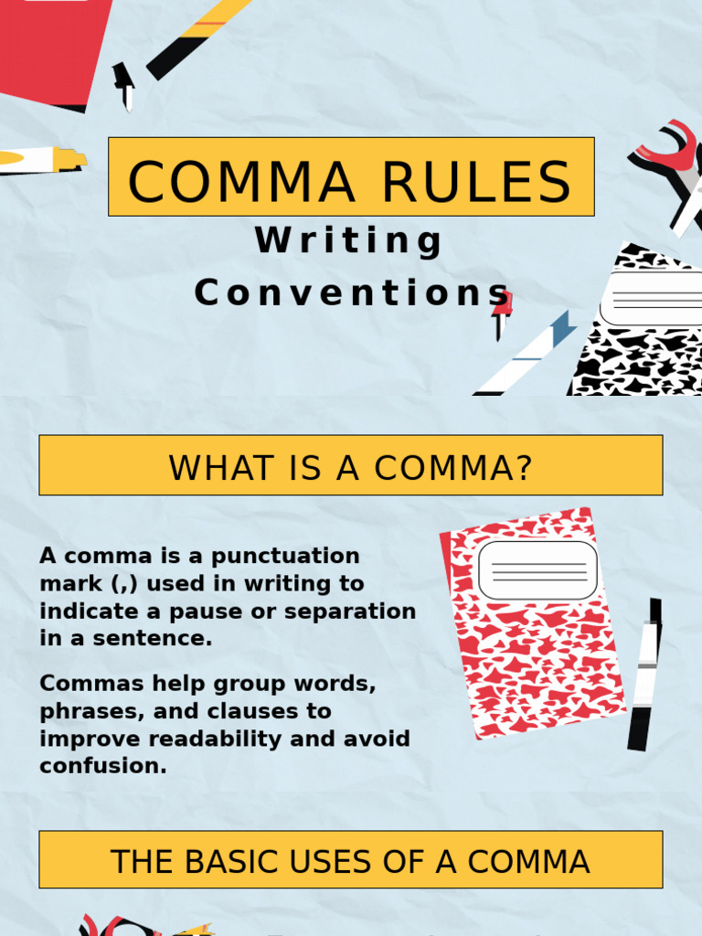 Comma Rules Information and Practice Education Presentation | PDF ...
