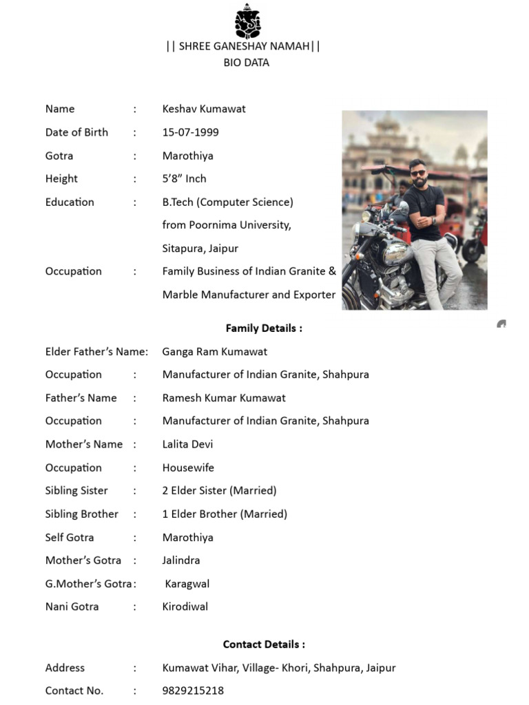 Keshav Bio Data | PDF