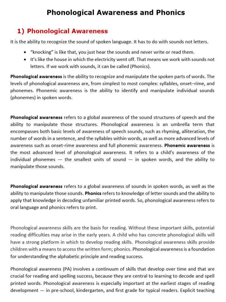 Phonological Awareness and Phonics | PDF | Phonics | Syllable