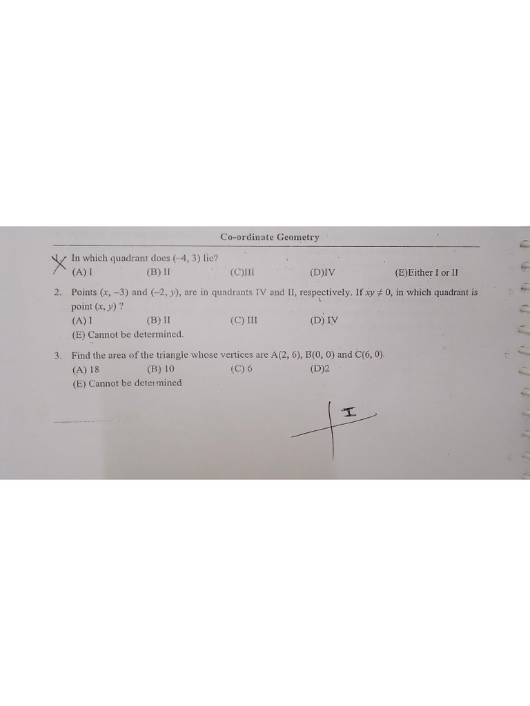 Co-Ordinate Geometry Questions | PDF