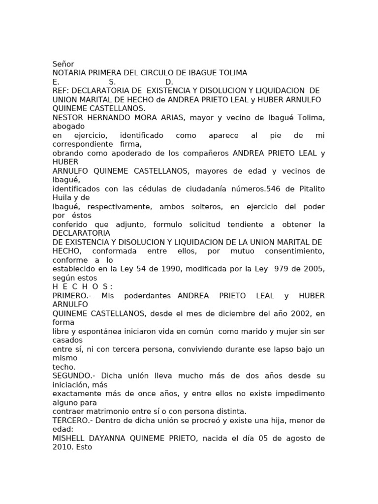 Solicitud de Declaratoria y Disolucion UMH | PDF