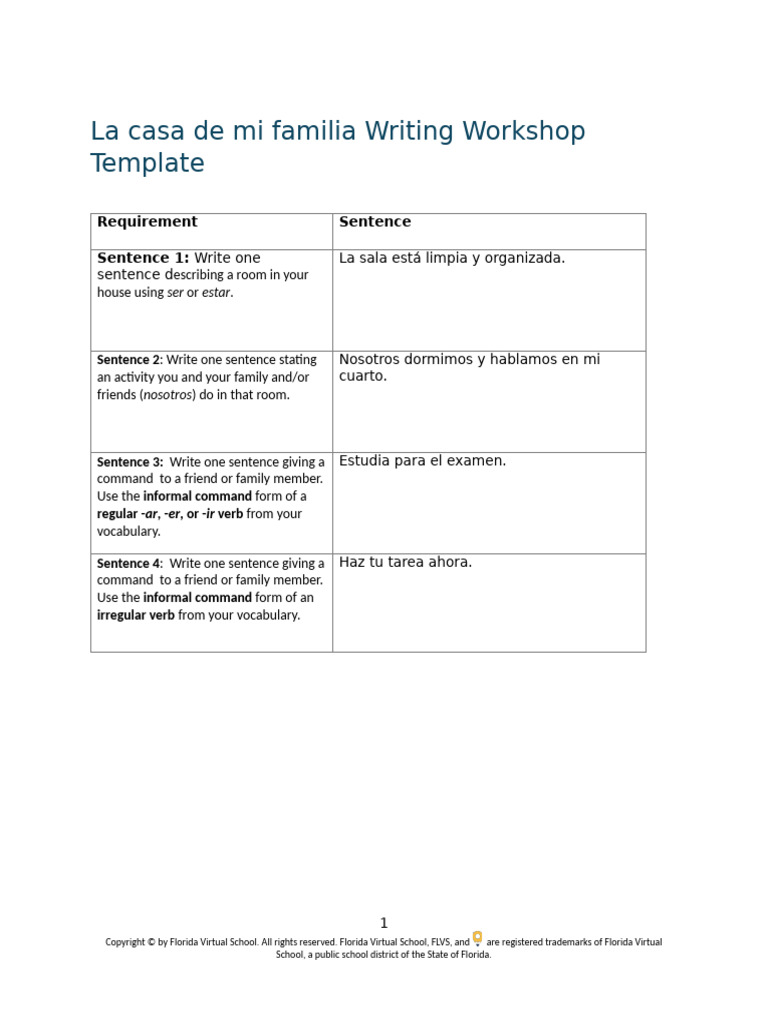 Writing Commands About My Family Home | PDF