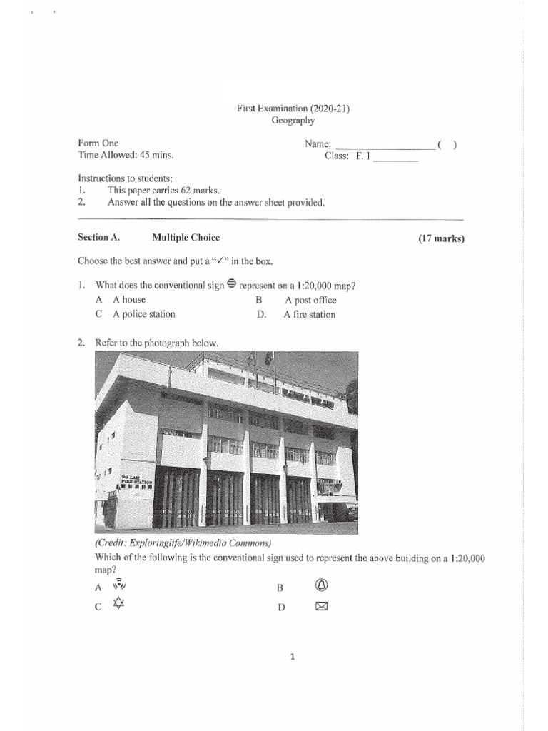 2021 F1 1st Exam-Geog-upload1 | PDF
