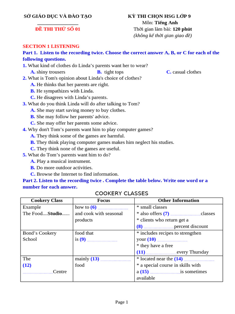 English Test for 9th Grade Students | PDF | Energy Development ...