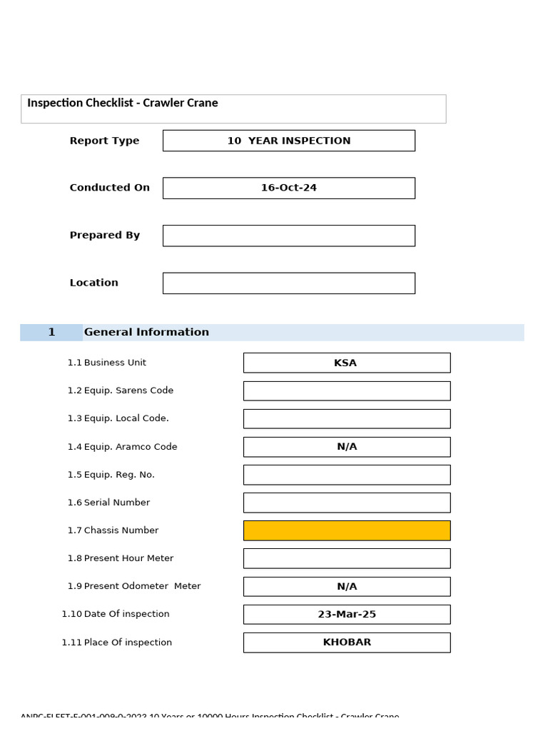 Crawler Crane 10-Year Inspection Report | PDF | Crane (Machine ...