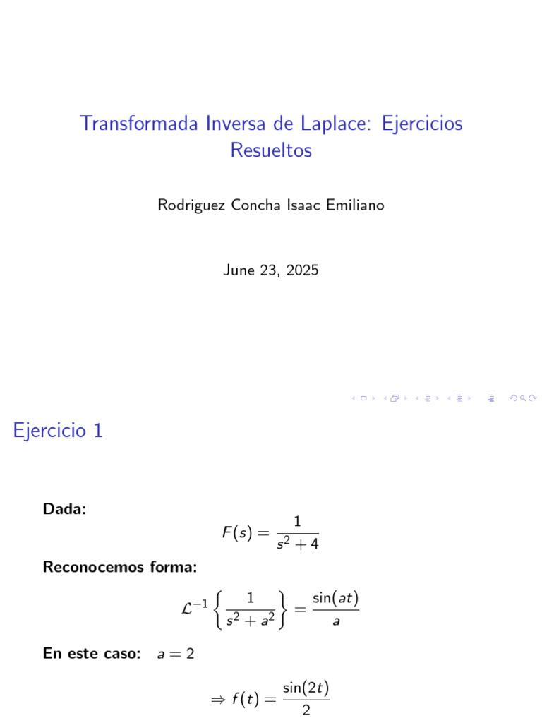Transformada Inversa de Laplace: Ejercicios | PDF | Matemática ...