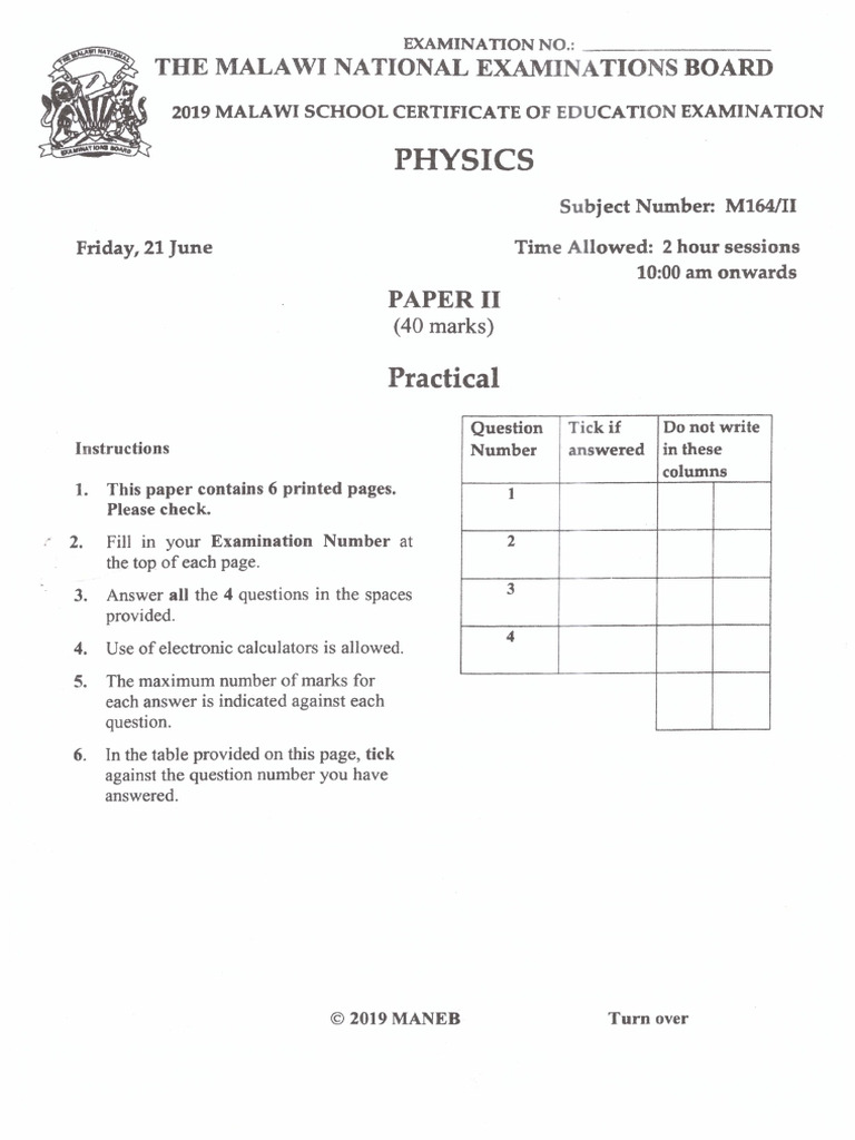 2019 Msce Physics Pii PDF | PDF