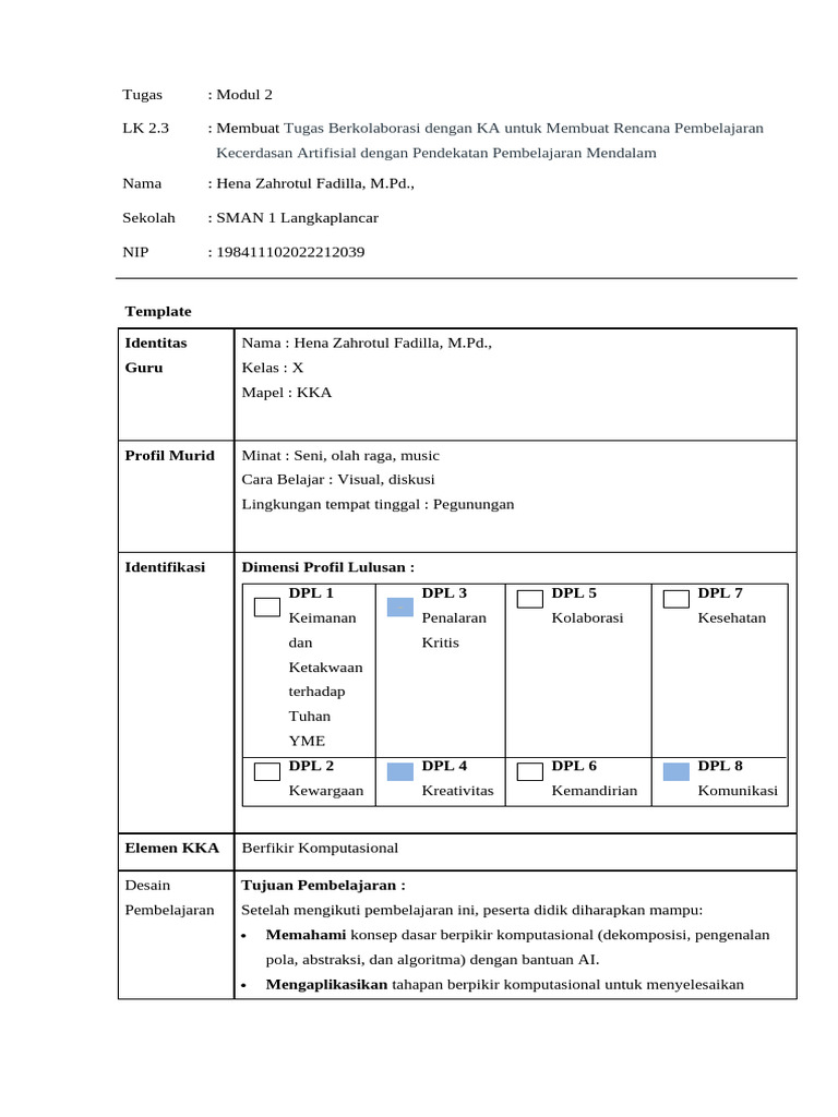 Lk 2.3 [Template Rpp Pm] | PDF
