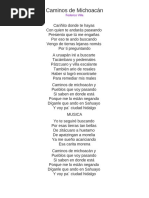 Letra y Acordes de Caminos de Michoacán | PDF | Ciencias sociales | Poesía
