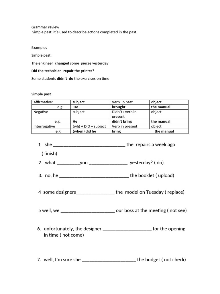 Past Exercises | PDF