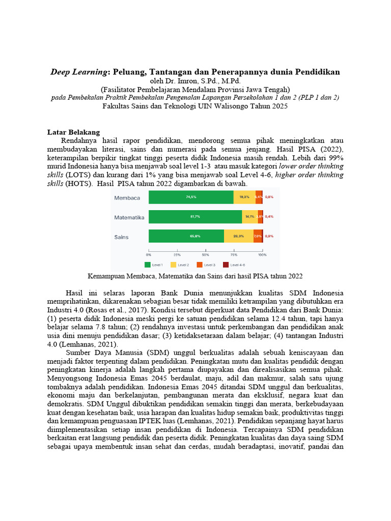 Deep Learning dalam Pendidikan Indonesia | PDF