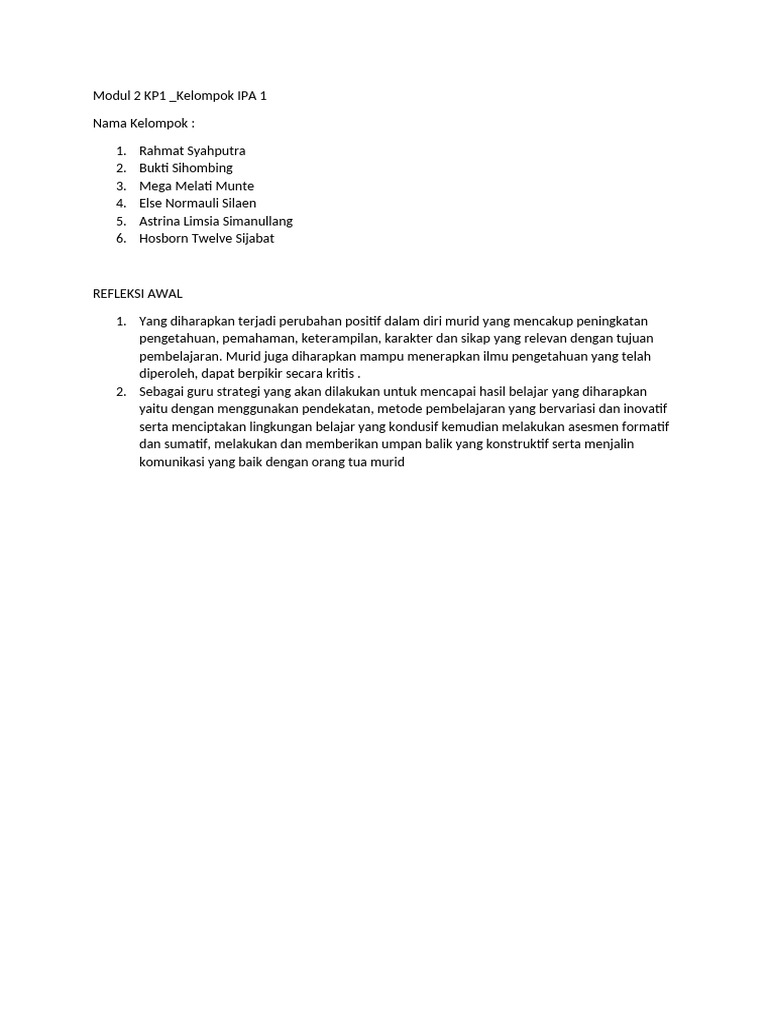 Modul 2 KP1 - Refleksi Awal | PDF