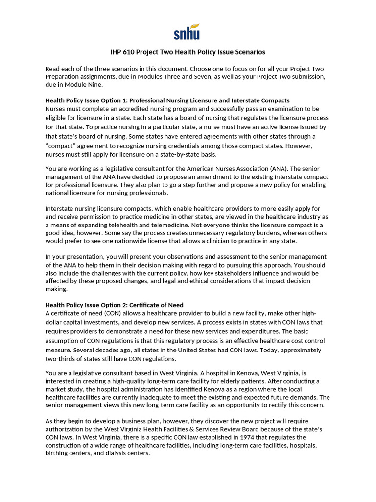 IHP 610 Project Two: Health Policy Issues | PDF | Vaccines | Vaccination