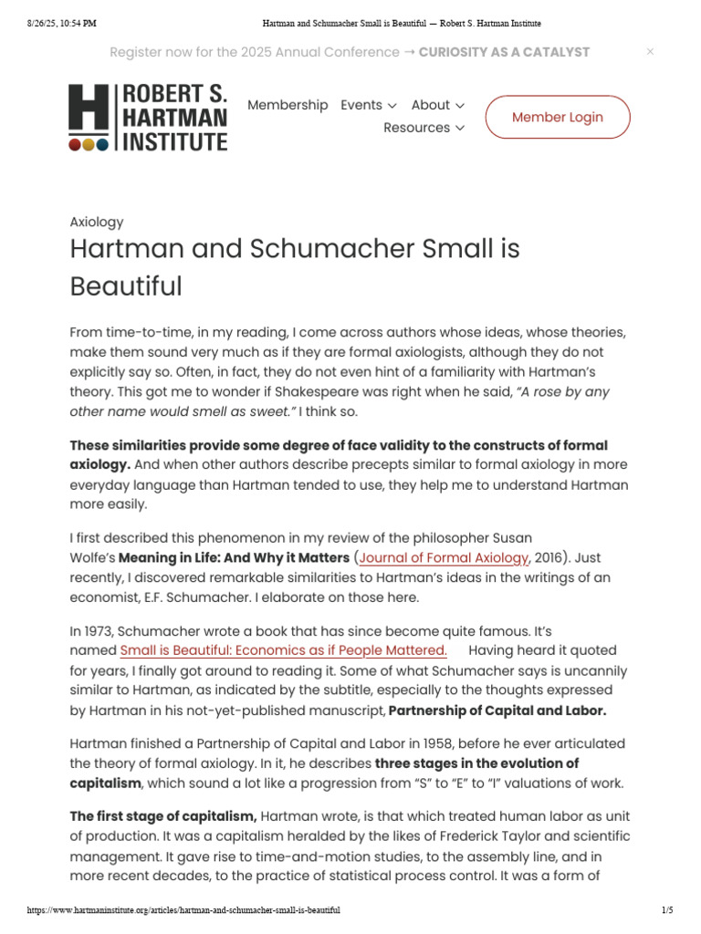 VALUE-HARTMAN - Hartman and Schumacher Small Is Beautiful - Robert S ...
