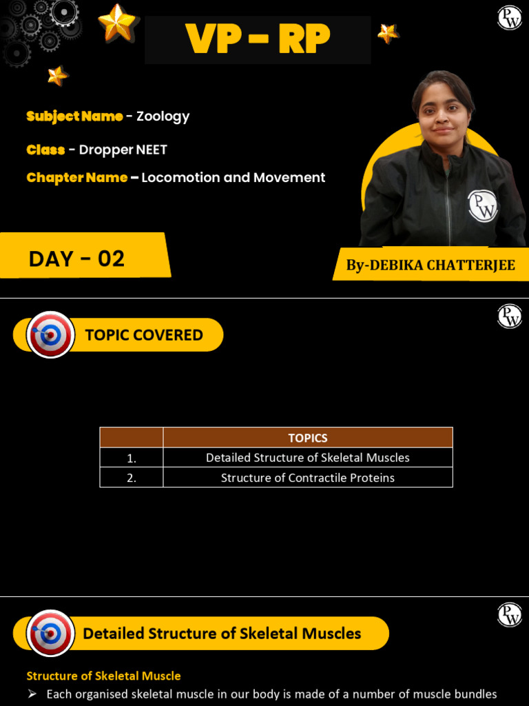 VPRP - Offline - L-2 - Locomotion and Movement - Zoology - Dropper NEET | PDF | Actin | Muscle ...