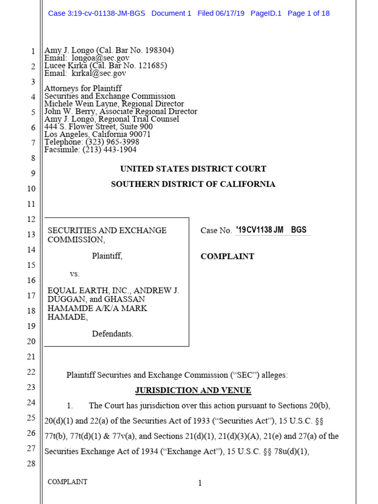 Mark SEC | PDF | Sec Rule 10b 5 | Complaint