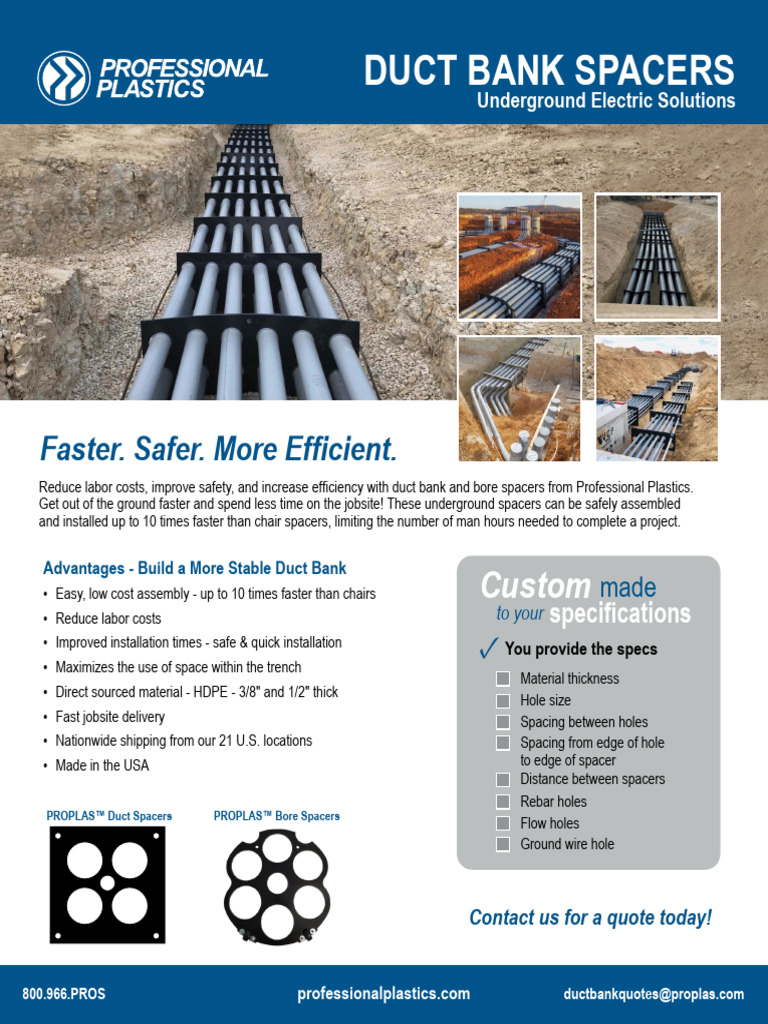 Custom Duct Bank Spacers Solutions | PDF | Duct (Flow) | Materials