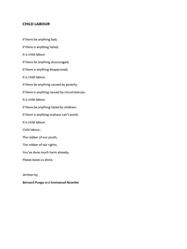 Poem Child Labour | PDF