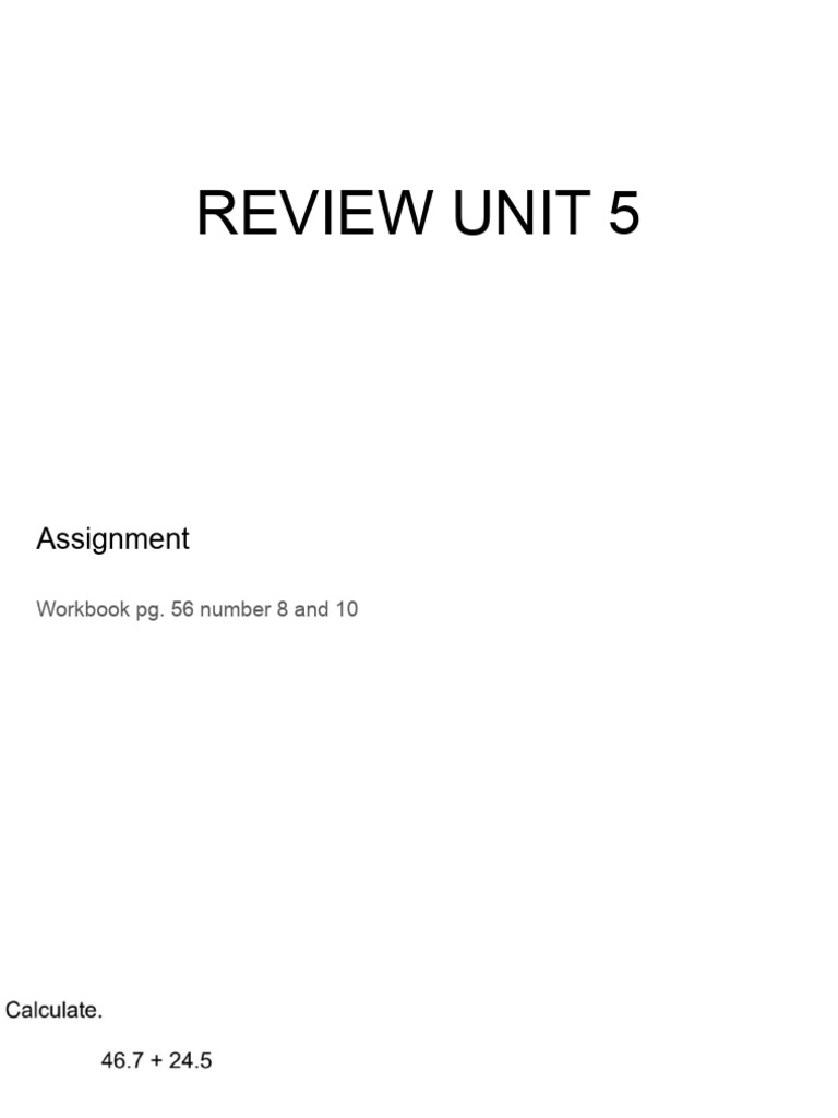 Unit 5 Review Assignment Guide | PDF