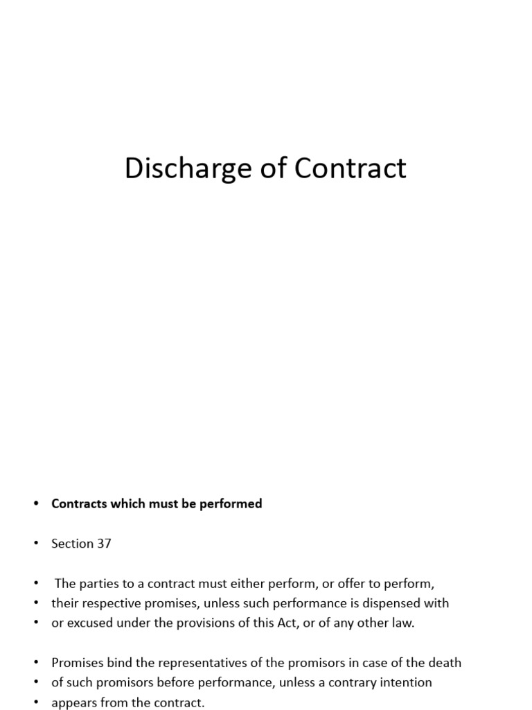 Discharge of Contracts Overview | PDF | Breach Of Contract | Private Law