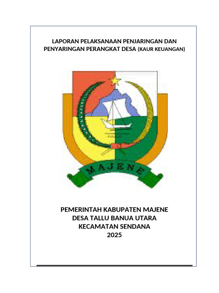 Cover Laporan Pelaksanaan Penyaringan Dan Penjaringan Perangkat Desa | PDF